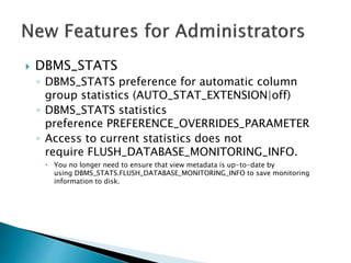 Oracle database 12.2 new features | PPTX | Databases | Computer Software and Applications