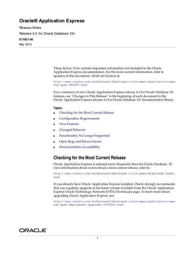 Oracle Database 12c Application Express Release Notes