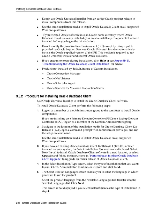Oracle Database 12c Client Installation Overview Pdf
