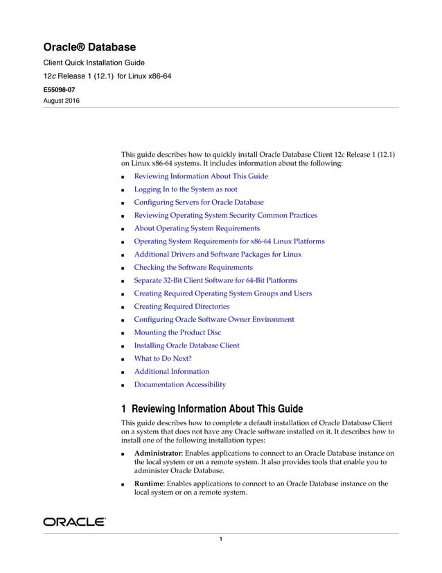 Oracle database 12c client quick installation guide 3 | PDF