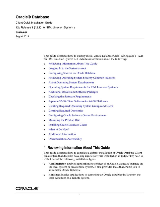 Oracle database 12c client quick installation guide 4 | PDF