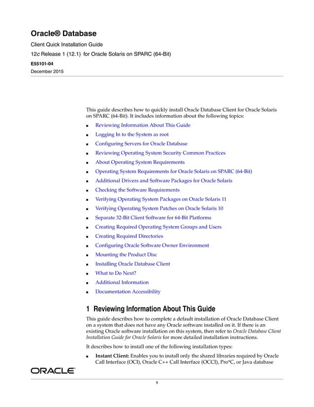 Oracle database 12c client quick installation guide 7 | PDF