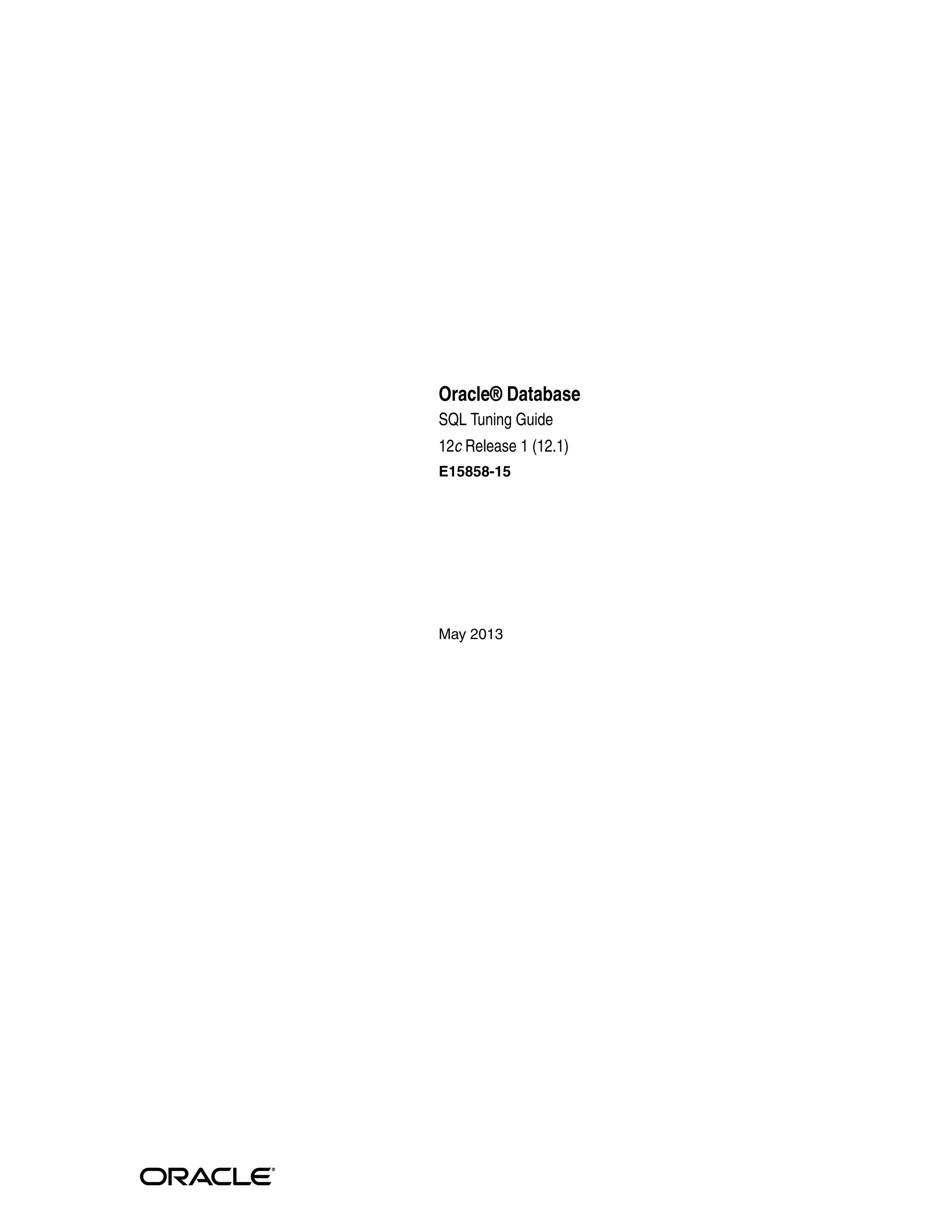 Oracle Database 12c Sql Tuning Pdf