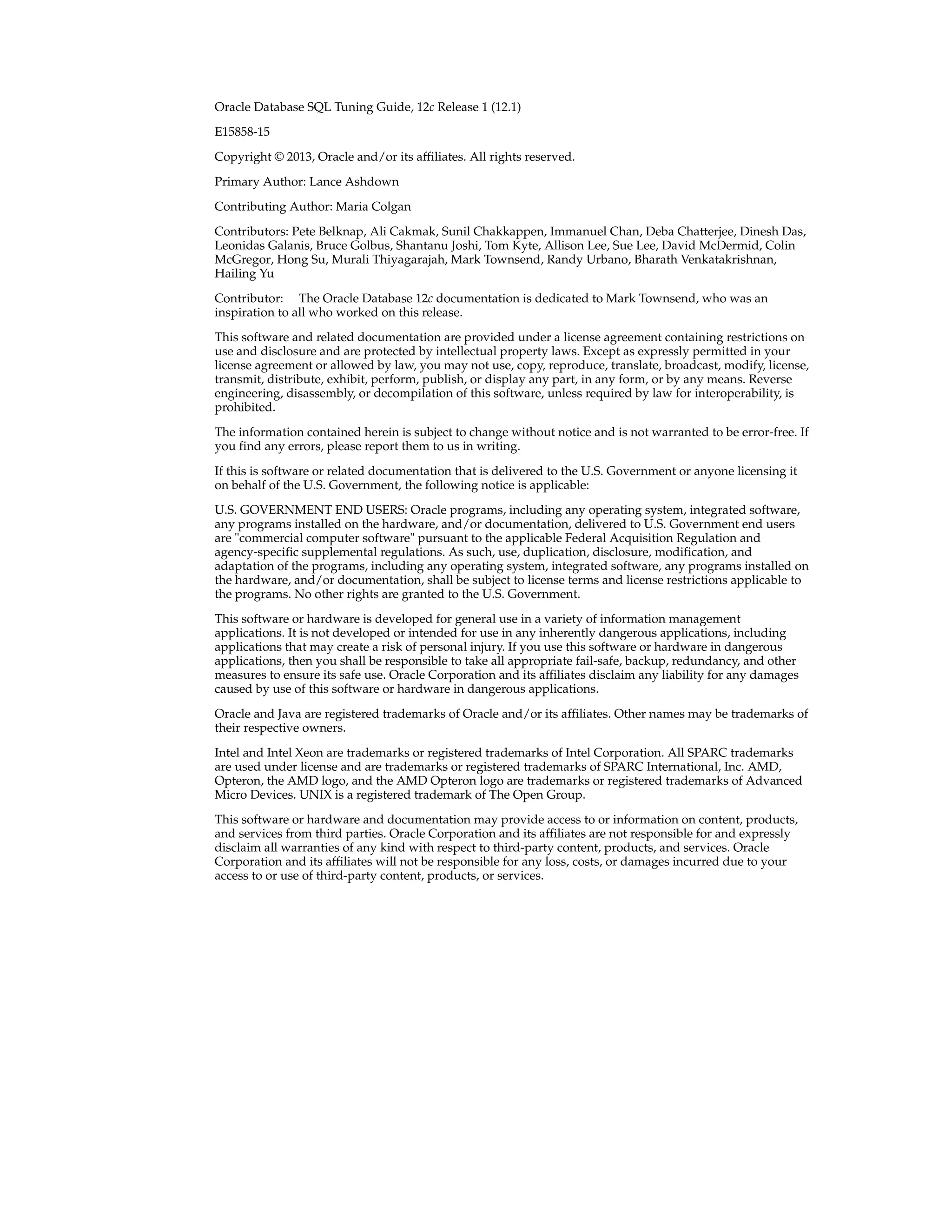 Oracle Database 12c Sql Tuning Pdf