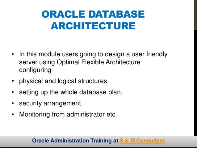 Oracle Database Administration Training | S & M Consultant