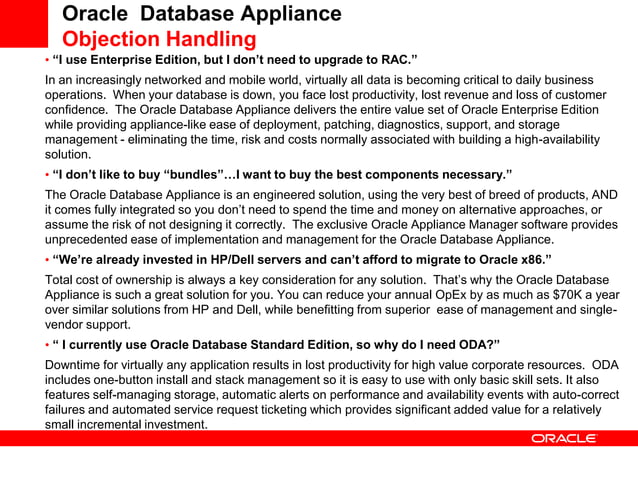 Oracle Database appliance - Value proposition Webcast | PPT
