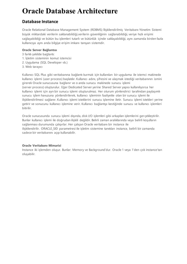 Oracle database architecture | PDF