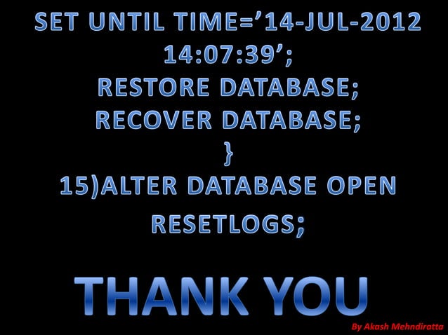 Oracle Database Backup Recovery Step By Step Ppt