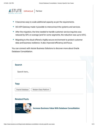 Oracle Database Consolidation: Industry-Specific Use Cases | PDF