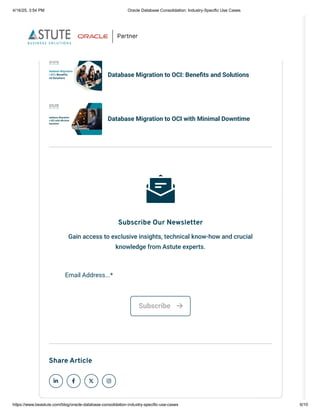 Oracle Database Consolidation: Industry-Specific Use Cases | PDF