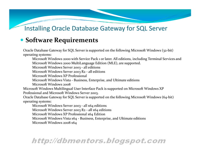 Integration with Oracle Database Gateway | PPT Integration with Oracle Database Gateway | PPT