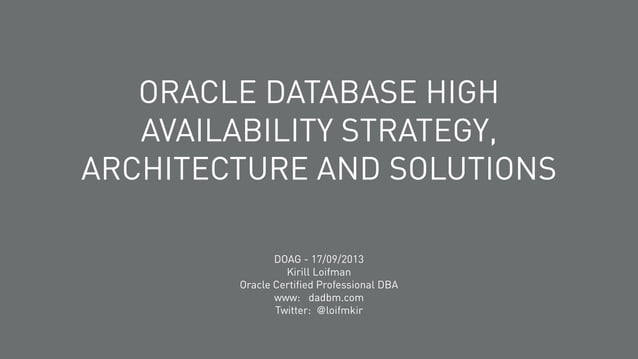 Oracle database high availability solutions | PDF | Databases | Computer Software and Applications