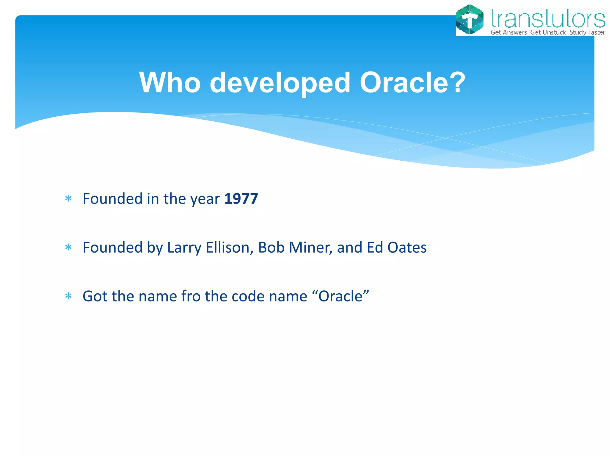 Oracle Database Computer Science Ppt