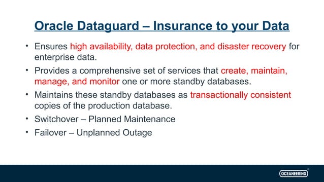 Oracle Dataguard Ppt Databases Computer Software And Applications