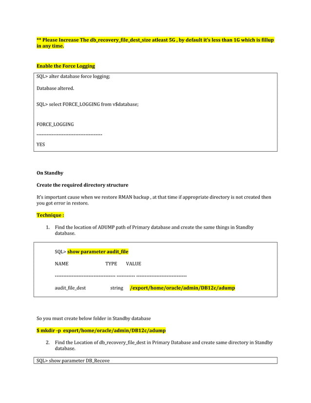 Oracle data guard configuration in 12c | PDF