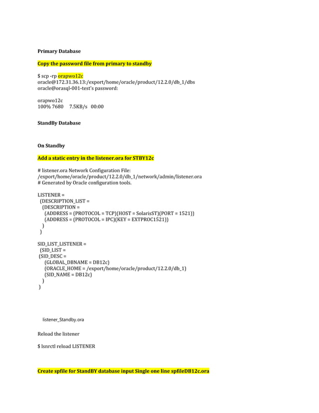 Oracle data guard configuration in 12c | PDF