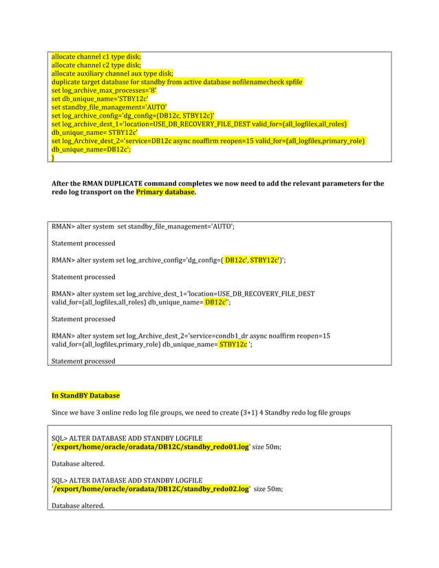 Oracle data guard configuration in 12c | PDF