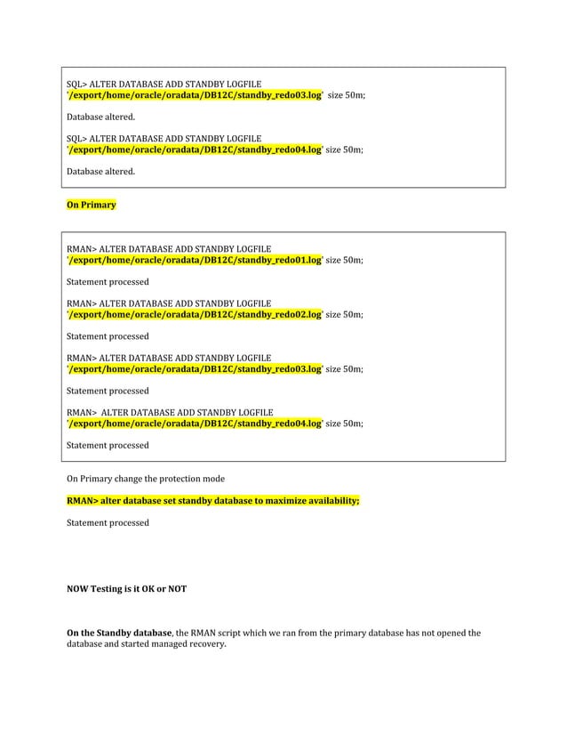 Oracle data guard configuration in 12c | PDF