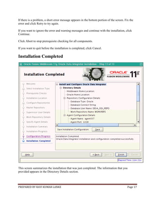 Oracle data integrator 11g installation | PDF