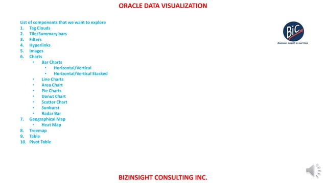 Oracle data Visualization(Components) | PPTX | Databases | Computer Software and Applications