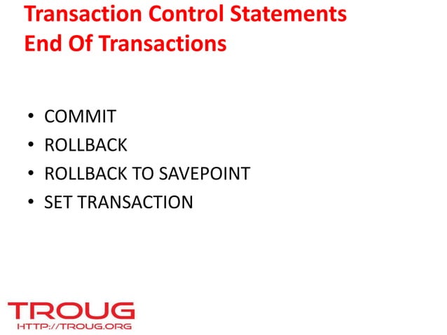 Oracle'da Transaction Yönetimi | PPTX