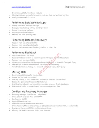 Oracle dba 12c training syllabus | PDF