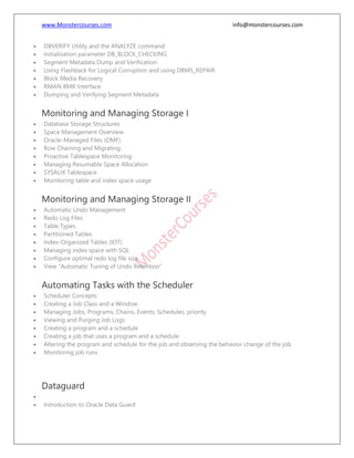 Oracle dba 12c training syllabus | PDF