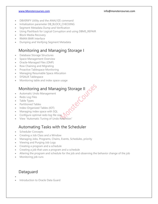 Oracle Dba 12c Training Syllabus Pdf 9024