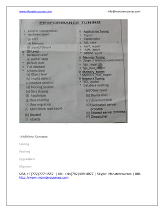 Oracle dba 12c training syllabus | PDF