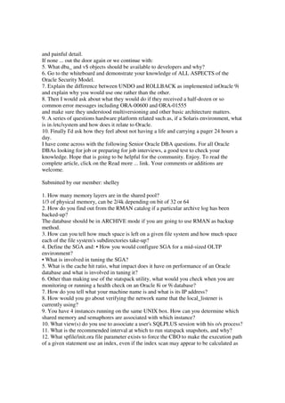 Oracle dba interview | PDF