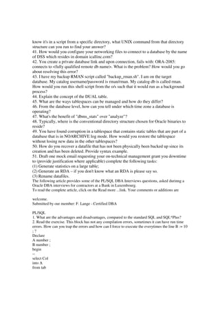 Oracle dba interview | PDF