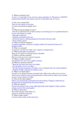 Oracle dba interview | PDF