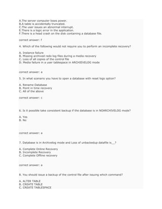 Oracle dba interview questions with answer | PDF