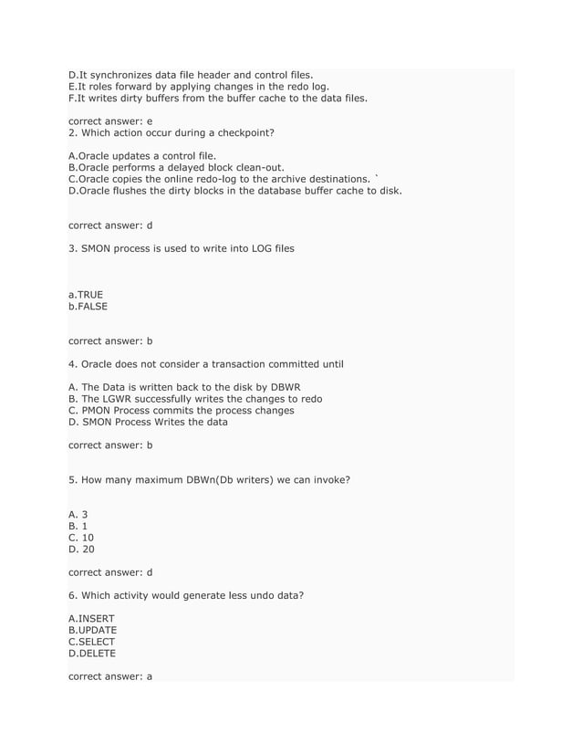 Oracle dba interview questions with answer | PDF