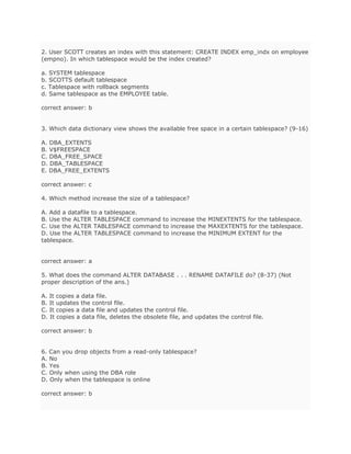 Oracle dba interview questions with answer | DOCX