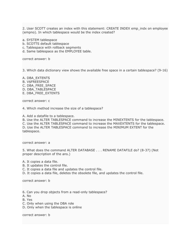 Oracle Dba Interview Questions With Answer