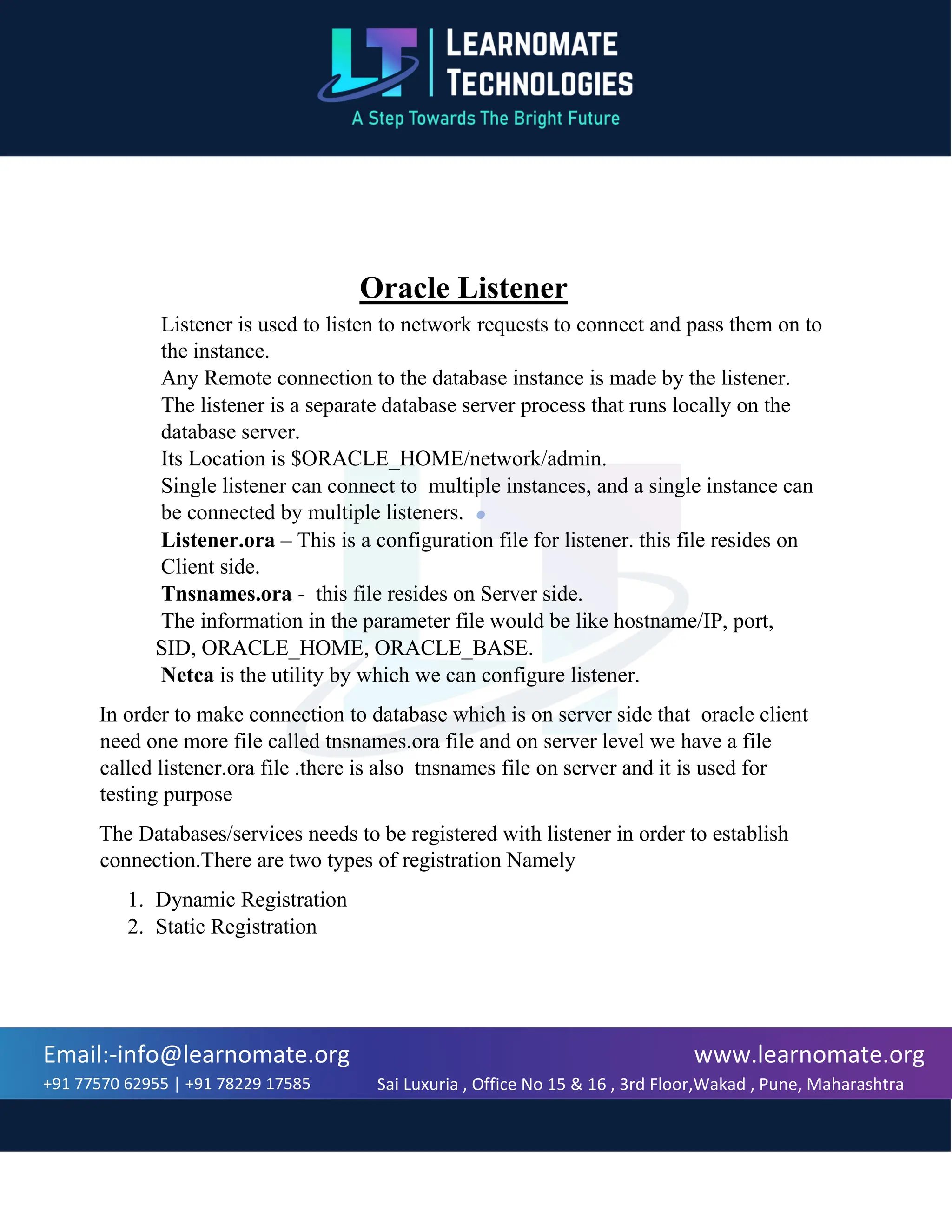 Oracle DBA Notes learnomate technologies | PDF | Databases | Computer ... Oracle DBA Notes learnomate technologies | PDF | Databases | Computer ...