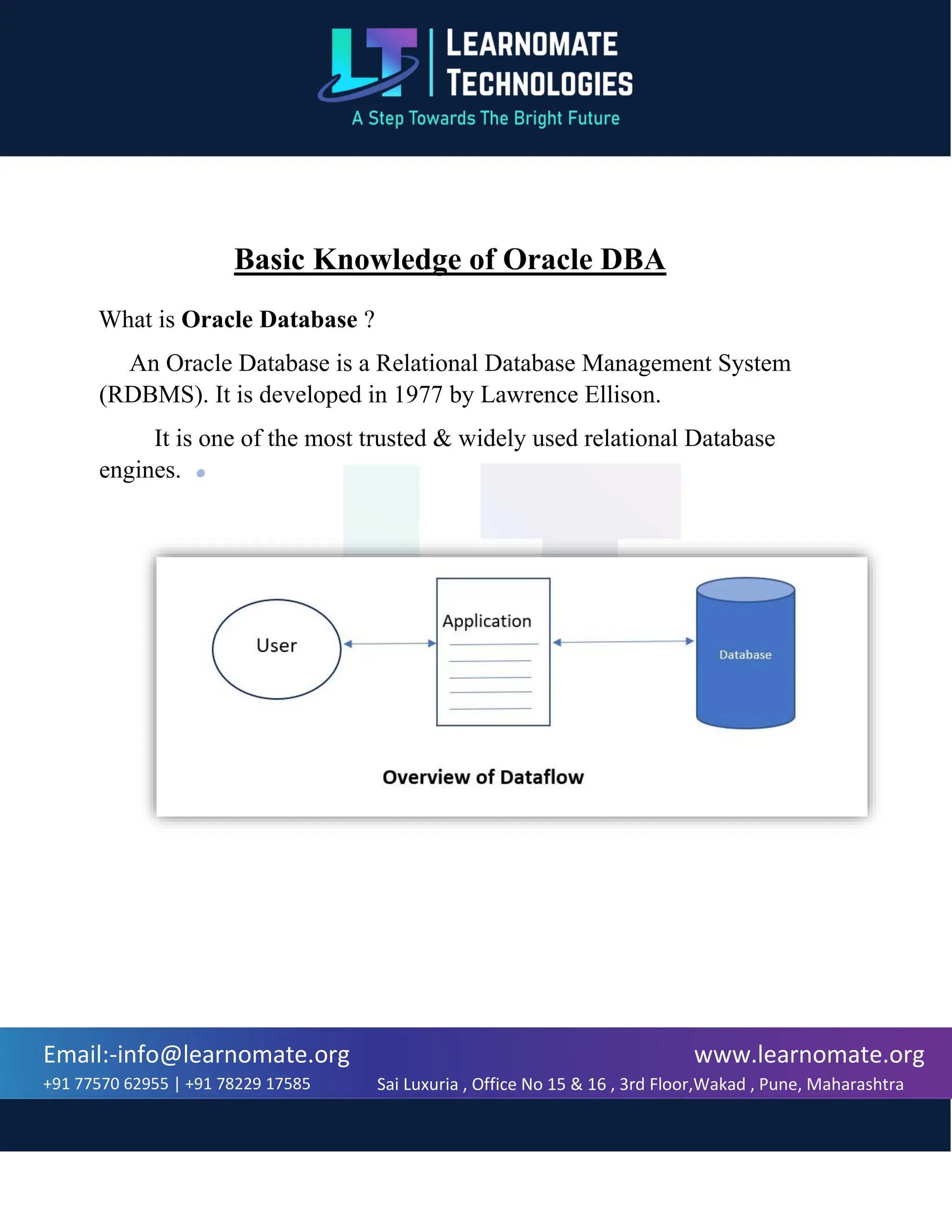 Oracle Dba Notes Learnomate Technologies Pdf Databases Computer Software And Applications