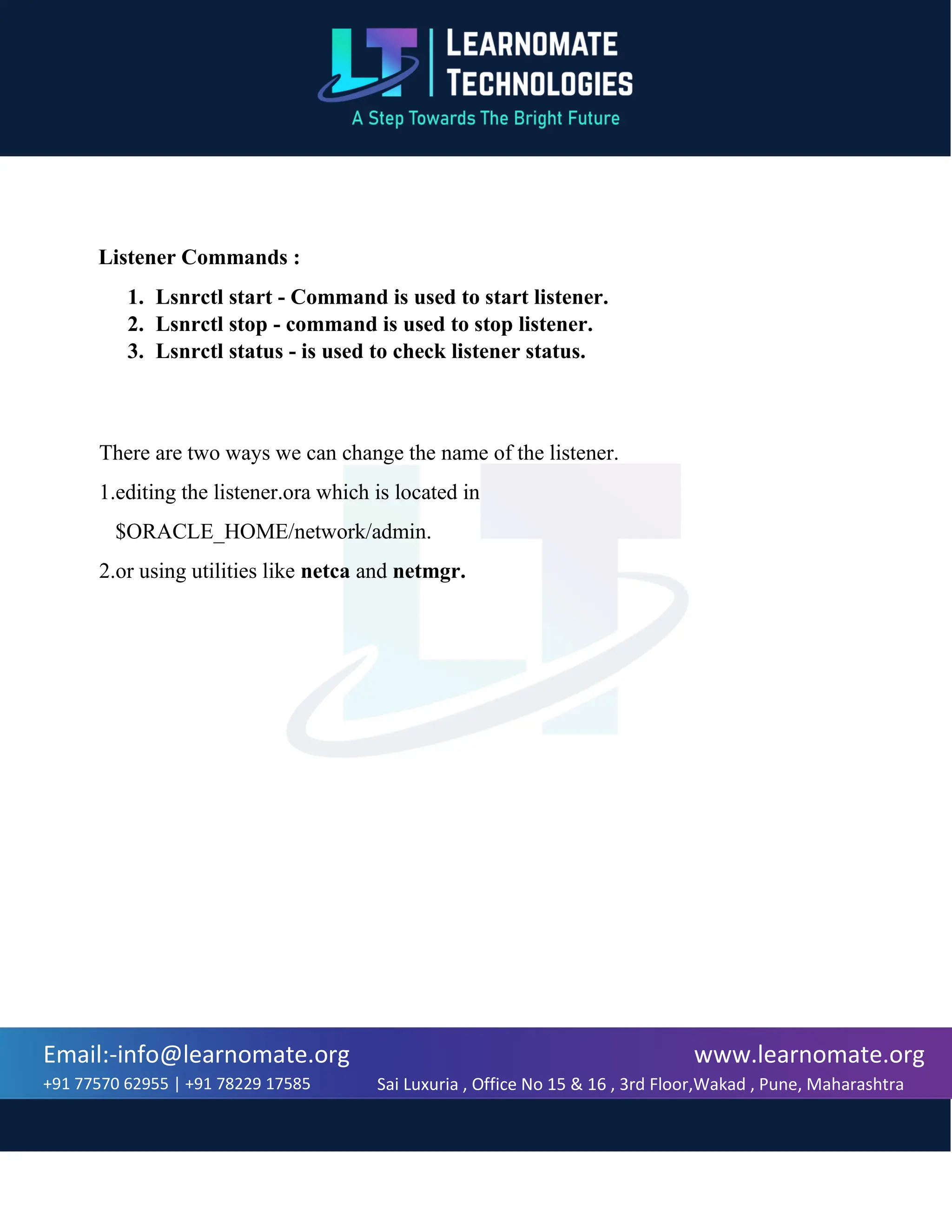 Oracle DBA Notes learnomate technologies | PDF Oracle DBA Notes learnomate technologies | PDF