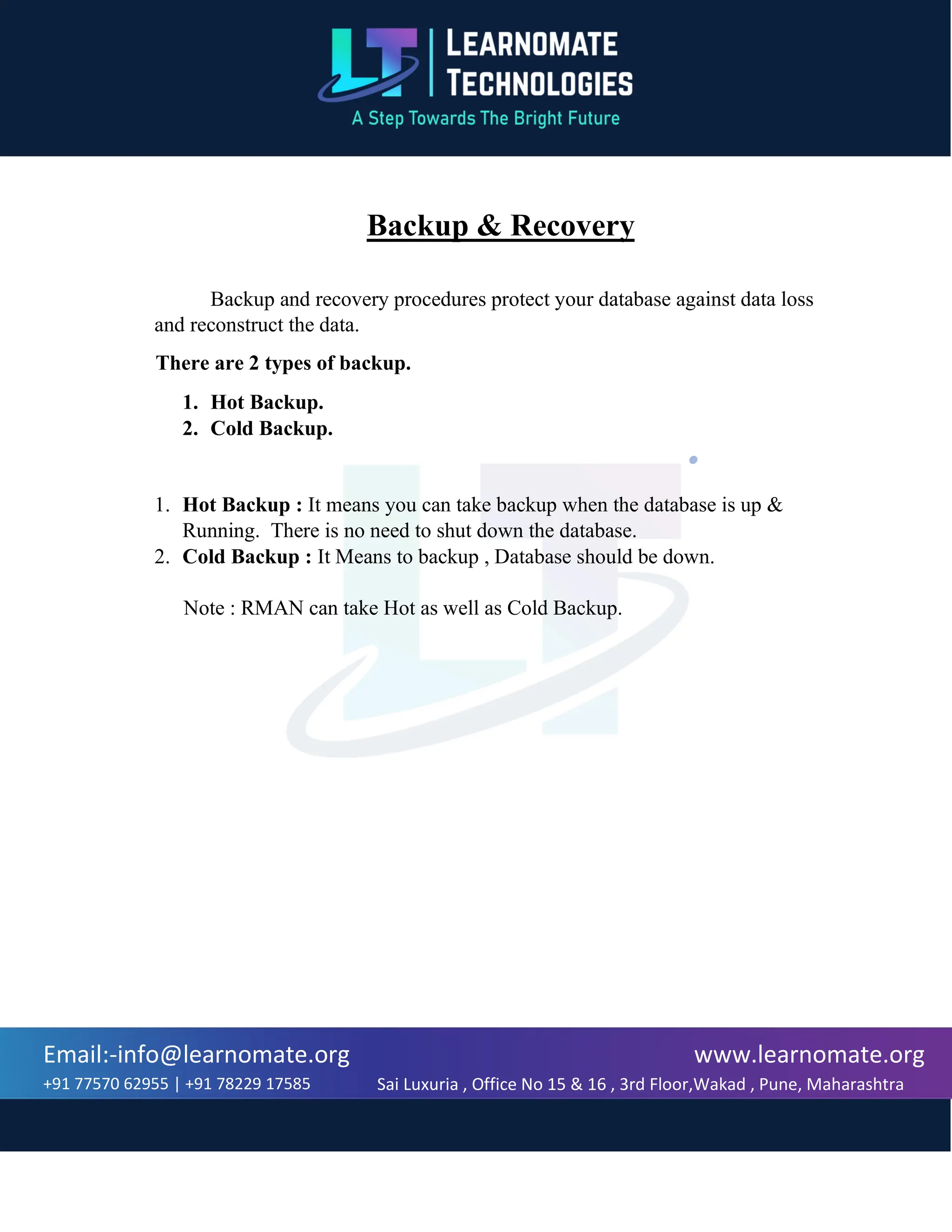 Oracle Dba Notes Learnomate Technologies Pdf