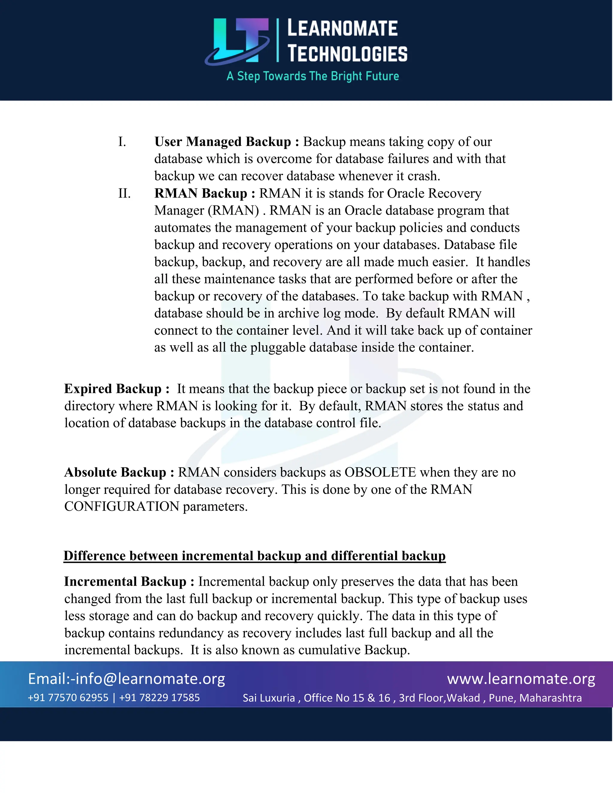 Oracle Dba Notes Learnomate Technologies Pdf