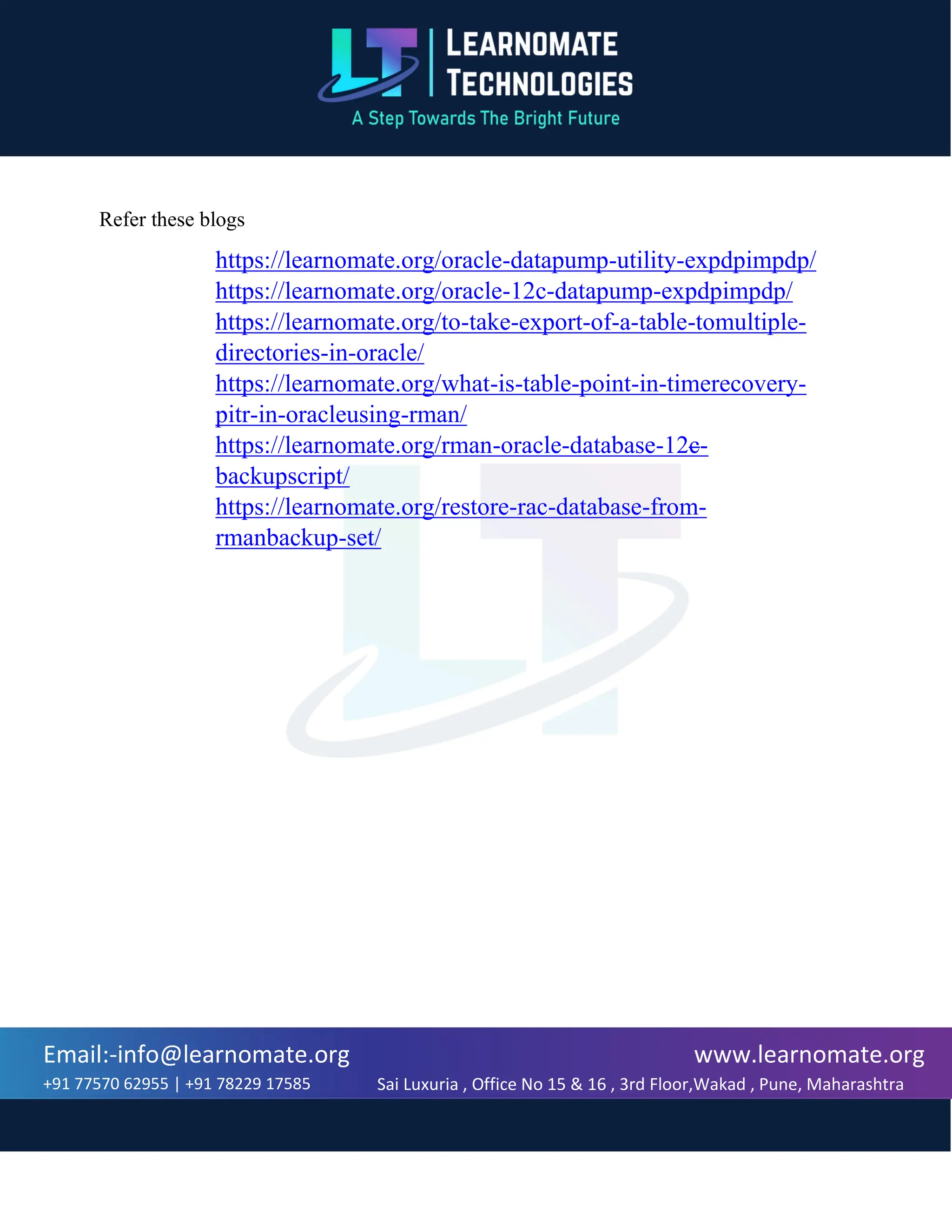 Oracle DBA Notes learnomate technologies | PDF