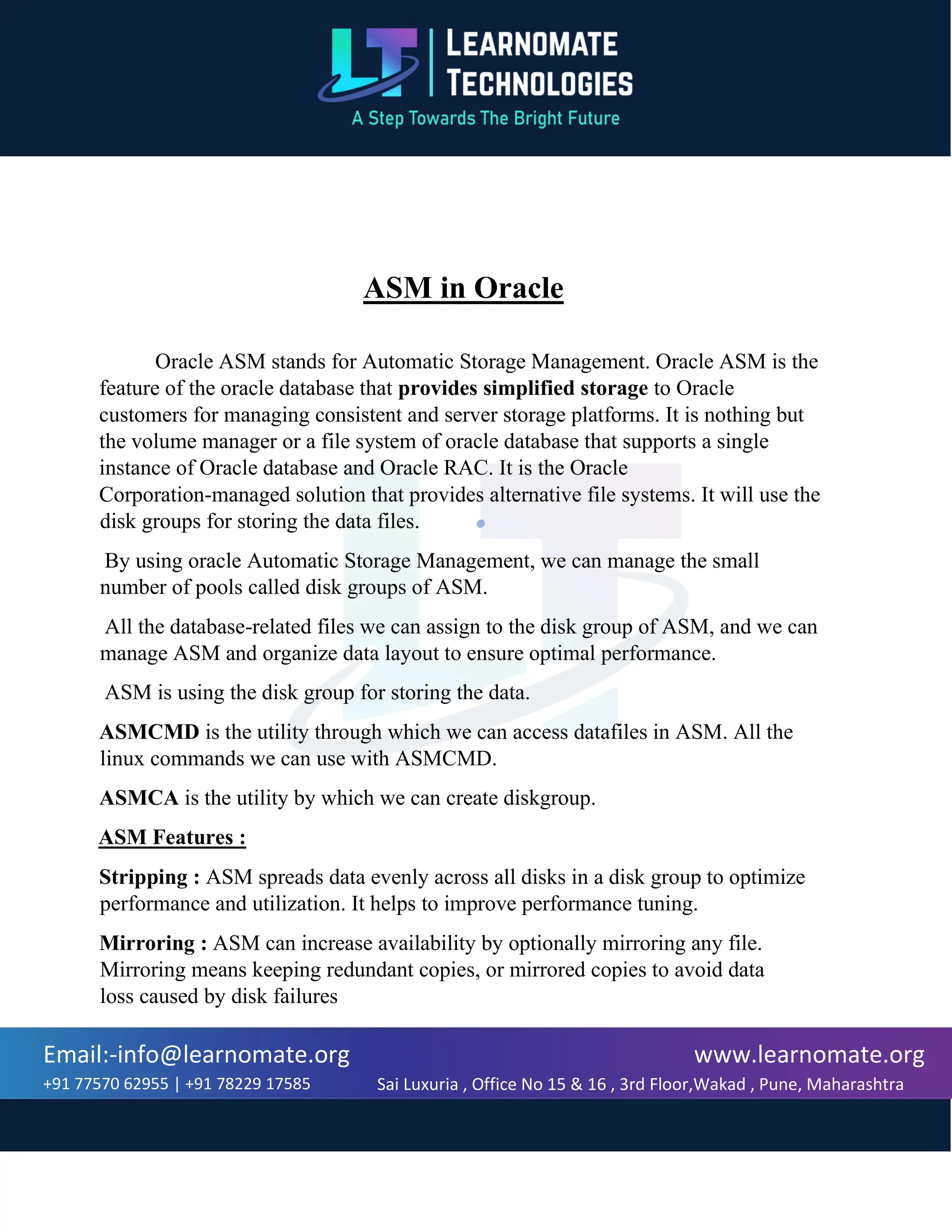 Oracle Dba Notes Learnomate Technologies Pdf