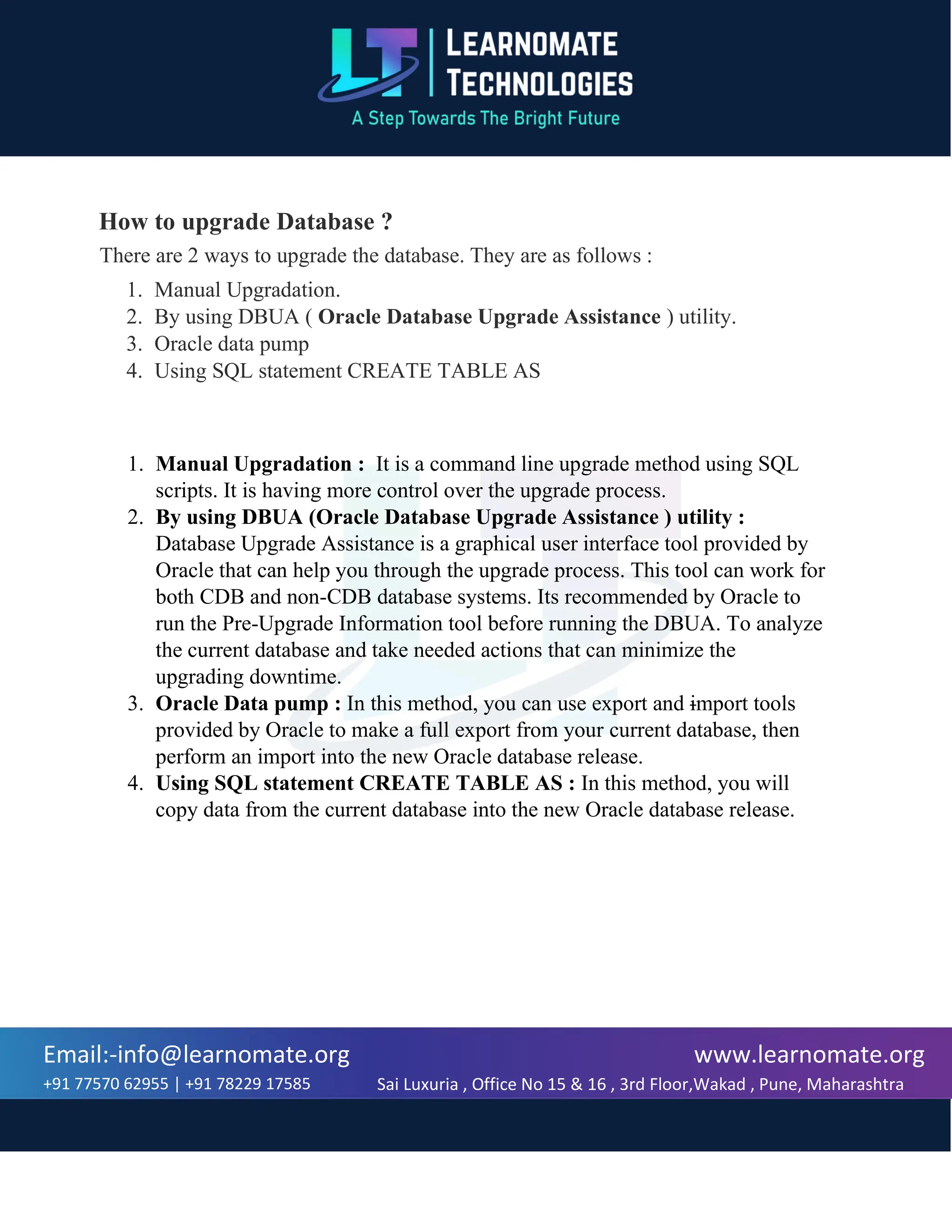Oracle Dba Notes Learnomate Technologies Pdf