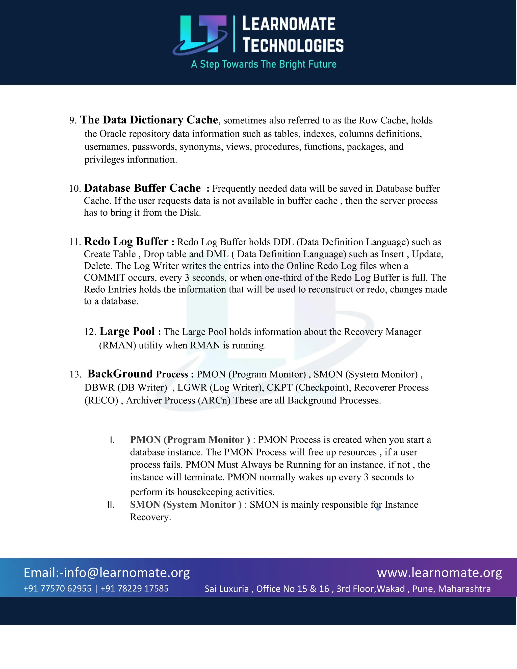 Oracle Dba Notes Learnomate Technologies Pdf Databases Computer Software And Applications
