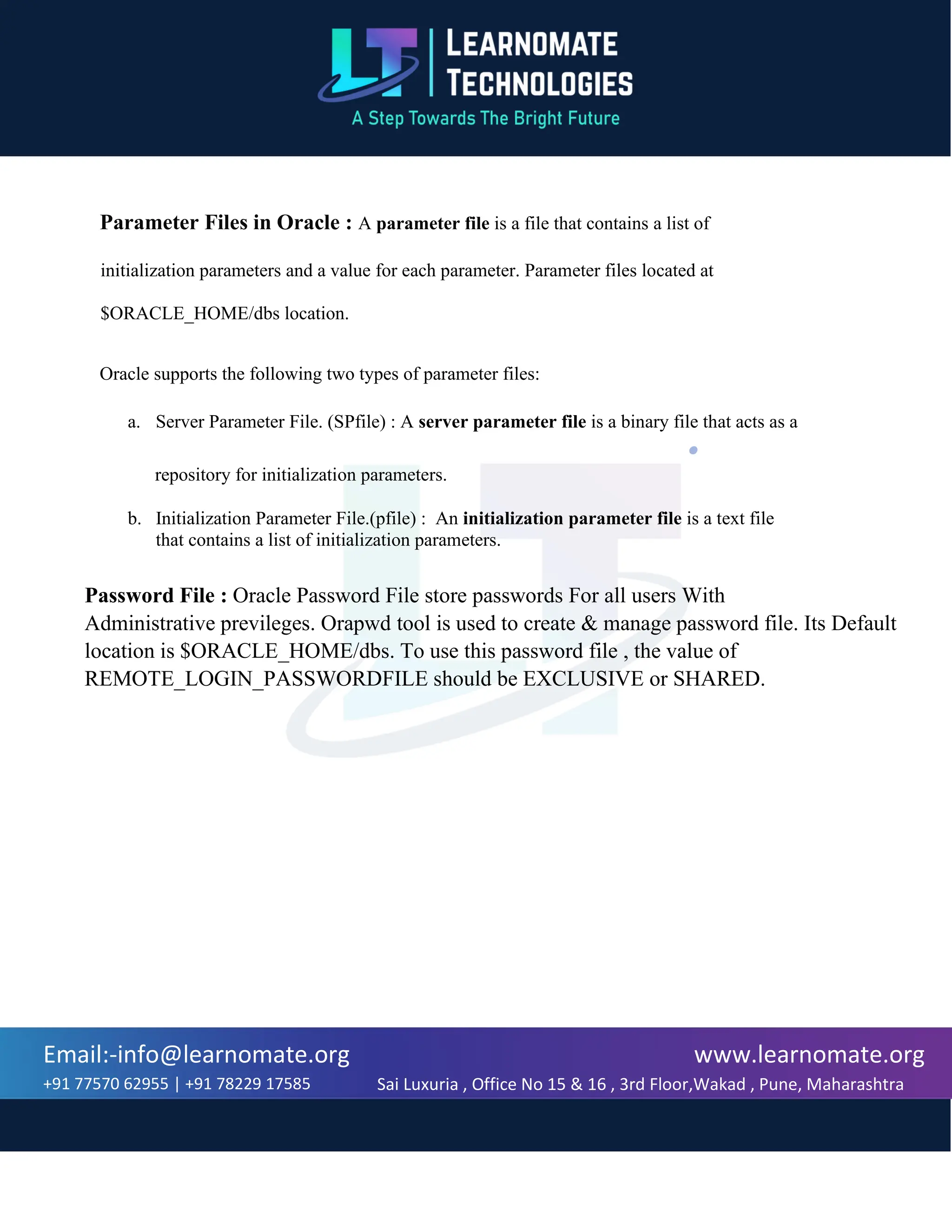 Oracle DBA Notes learnomate technologies | PDF Oracle DBA Notes learnomate technologies | PDF