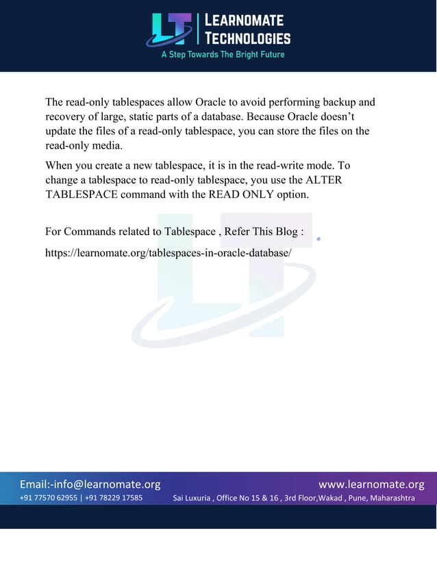 Oracle DBA Notes learnomate technologies | PDF Oracle DBA Notes learnomate technologies | PDF