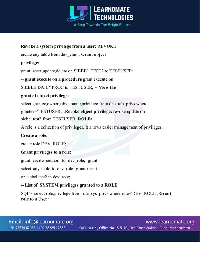 Oracle Dba Notes Learnomate Technologies Pdf