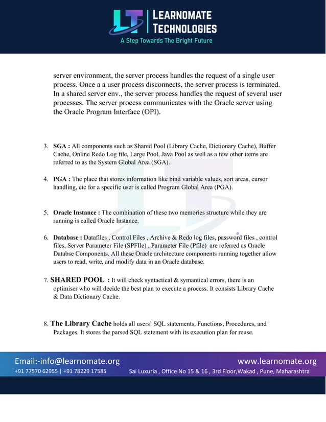 Oracle Dba Notes Learnomate Technologies Pdf