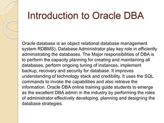 Oracle dba online training | PPTX